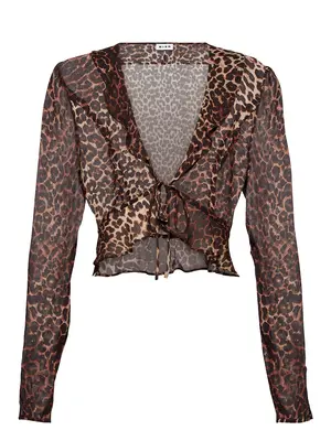 Rixo Neelu Leopard-print Crêpe Blouse - Brown