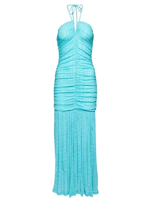 GANNI Halterneck Maxi Dress - Blue