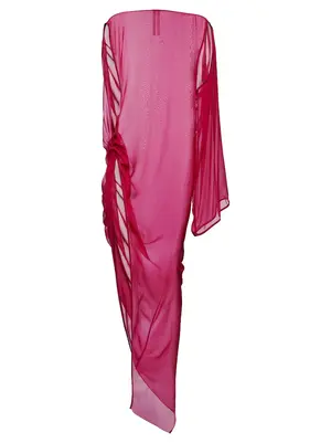 Rick Owens Draped Silk Maxi Dress - Pink