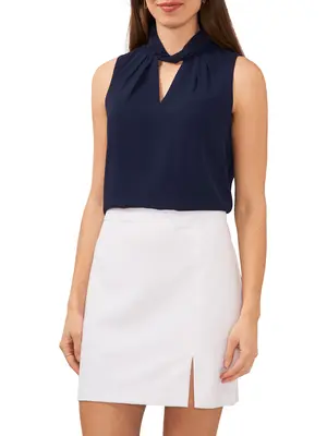Halogen Halogen Twist Neck Sleeveless Blouse Classic Navy