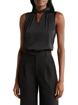 Halogen Halogen Twist Neck Sleeveless Blouse Rich Black