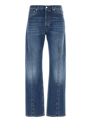 Alexander McQueen Dart-detail Straight-leg Jeans - Blue