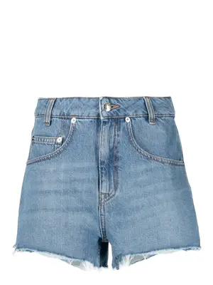IRO PARIS Frayed-hem Denim Shorts - Blue