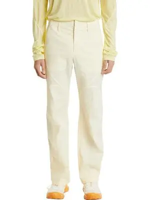POST ARCHIVE FACTION 5.0 Seersucker Trousers Right - Light Yellow