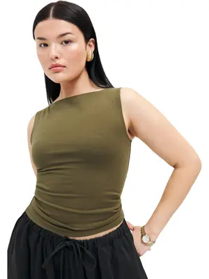 REFORMATION Dusk Knit Top Dark Olive