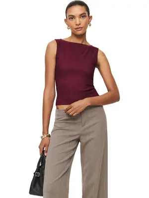REFORMATION Dusk Knit Top Mulberry