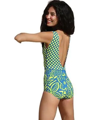 SELEZZA Lido One-piece Surf Suit - Manilla Check