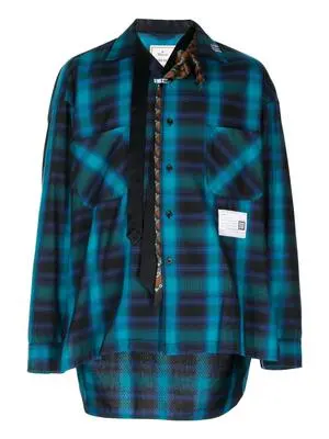 Mihara Yasuhiro Plaid-check Print Cotton Shirt - Blue