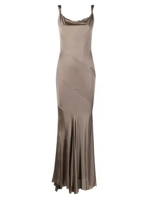 Blumarine Asymmetric-design Pleated Maxi Dress - Neutrals