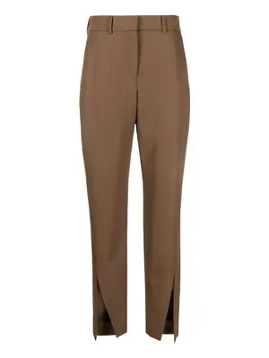 Balmain Slit-detail Wool Trousers - Brown