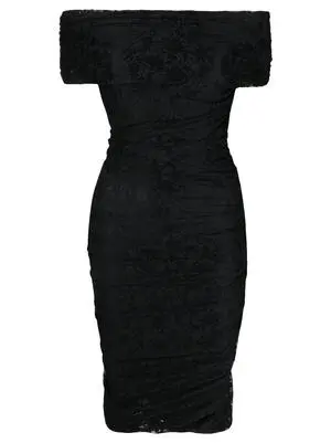 Philosophy Di Lorenzo Serafini Floral-lace Off-shoulder Midi Dress - Black