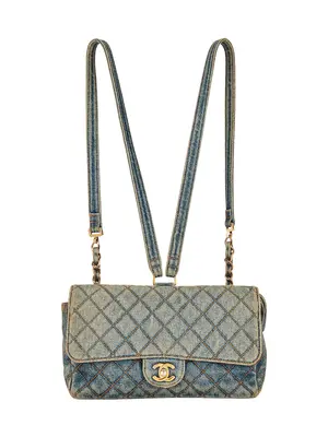 Chanel Denim Vintage Flap Backpack - Blue