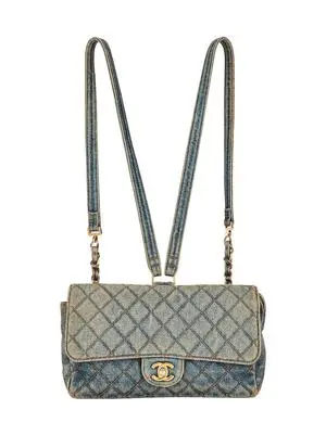 Chanel Denim Vintage Flap Backpack - Blue