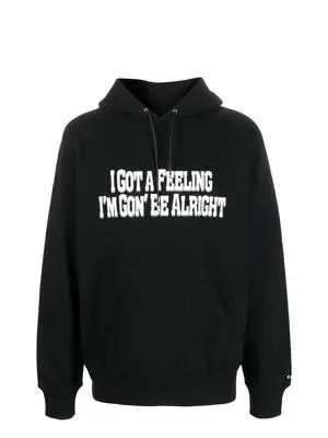 Sacai Slogan-print Cotton Hoodie - Black