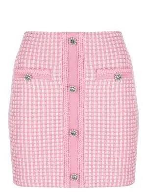 SELF-PORTRAIT Embellished Knitted Miniskirt - Pink