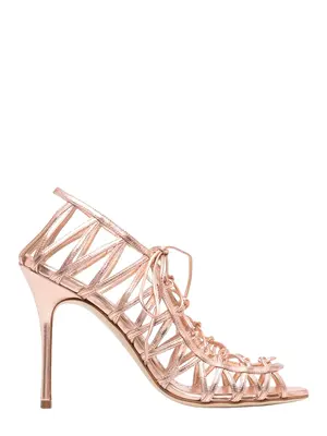 Manolo Blahnik Lace-up Sandals - Metallic