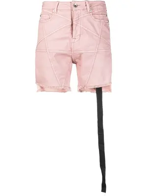 Rick Owens Raw-cut Denim Shorts - Pink