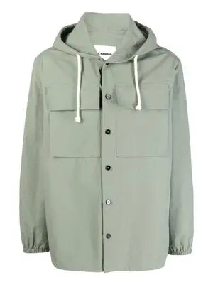 JIL SANDER Logo-patch Hooded Shirt Jacket - Green