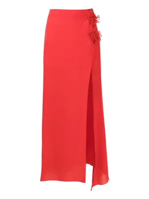 AMIR SLAMA Floral-appliqué Maxi Skirt - Red