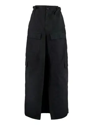Balenciaga Cargo-pockets Slit Full Length Skirt - Black