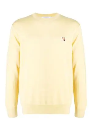 Maison Kitsuné Embroidered-logo Wool Jumper - Yellow