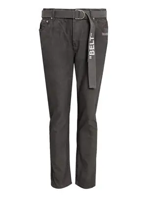 Off-White Slim-fit Printed Cotton-canvas Pants - Dark Gray