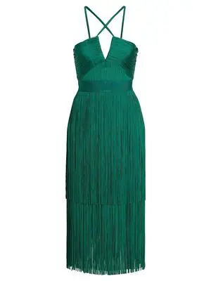 Herve Leger Natalia Fringed Bandage Midi Dress - Emerald