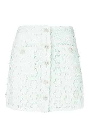SELF-PORTRAIT Daisy Lace-detail Miniskirt - Green