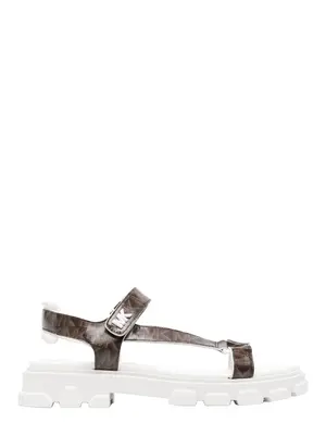 Michael Kors Monogram Leather Sandals - Brown
