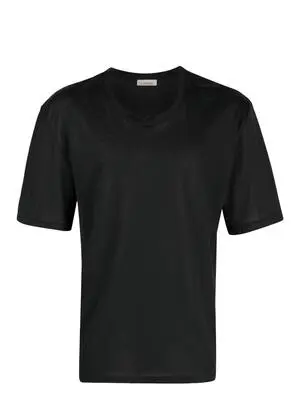 LANEUS Plain Crew-neck T-shirt - Black