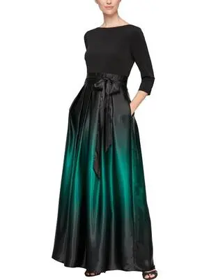 SL FASHIONS SLNY Tie Waist Ombrè Skirt Gown Bgn