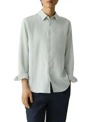Theory Irving Solid Linen Button-up Shirt - Light Green
