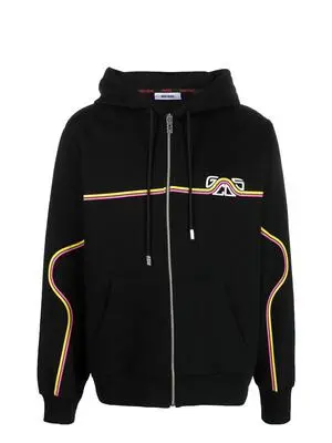 Gcds Logo-print Zip-up Hoodie - Black