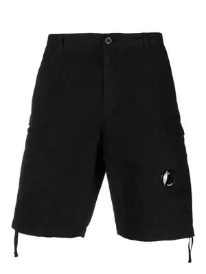 C.P. COMPANY Logo-patch Cotton Shorts - Black
