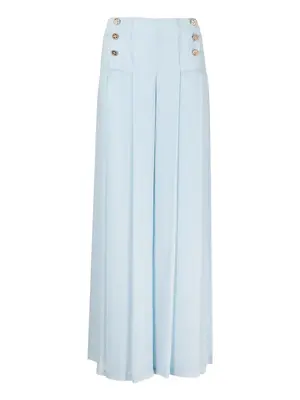 EDWARD ACHOUR PARIS Button-detailed Wide Leg Trousers - Blue