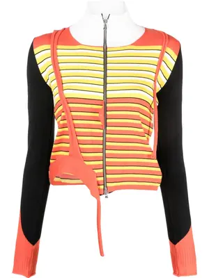 Ottolinger Asymmetric Stripe-pattern Cardigan - Yellow
