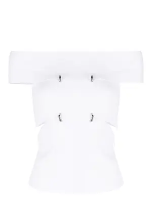 Alexander McQueen Cut-out Off-shoulder Top - White