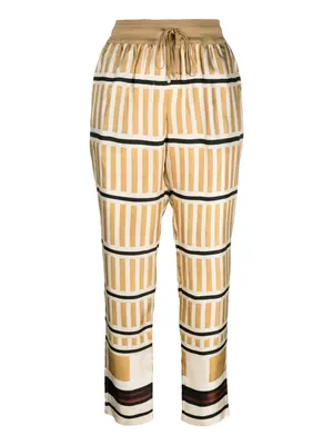 Lorena Antoniazzi Stripe-print Cropped Trousers - Neutrals
