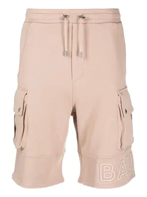 Balmain Embossed Logo Bermuda Shorts - Brown