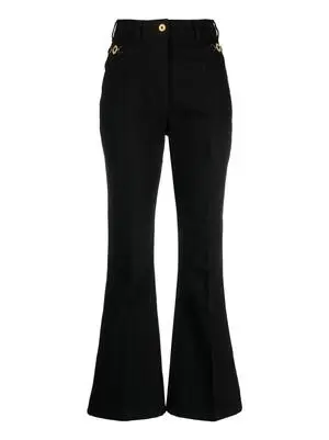 Patou Logo-embroidered Flared Jeans - Black