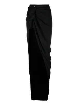 Rick Owens Ruffle-trim Draped Maxi Skirt - Black