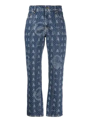 Ahluwalia All-over Logo-pattern Jeans - Blue