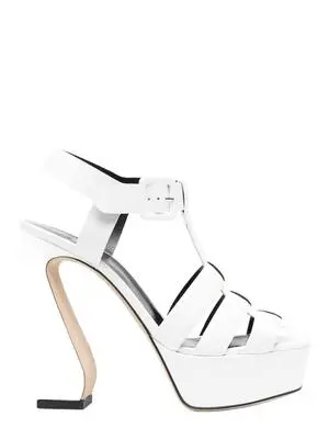 SERGIO ROSSI 130mm Leather Sandals - White