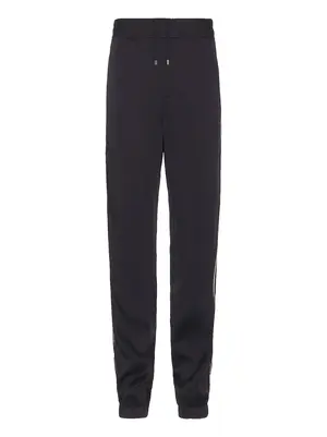 Saint Laurent Satin Detail Piping Sweatpants In Navy - Marine Force