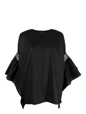 Junya Watanabe Faux-pearl-embellished Wool Blouse - Black