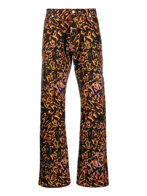 PALMER Abstract-print Straight-leg Trousers - Black