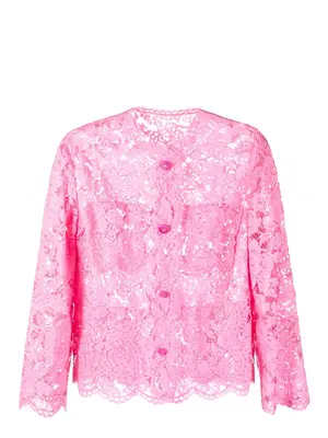 Dolce & Gabbana Scalloped Lace Jacket - Pink