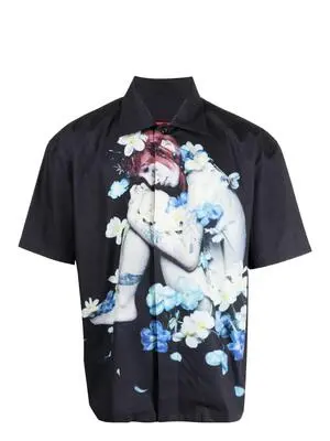 KUSIKOHC Photograph-print Short-sleeve Shirt - Black