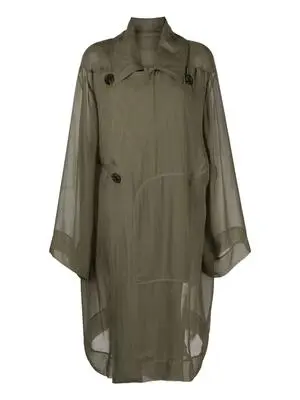 Rick Owens Sheer Silk Trench Coat - Green