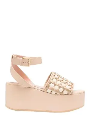 Alberta Ferretti Woven Wedge Platform Sandals - Neutrals